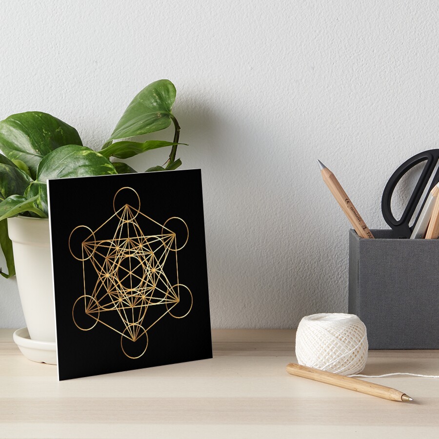 "Metatron's Cube Golden Line" Art Board Print by signsandsymbols ...