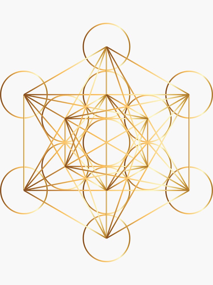 "Metatron's Cube Golden Line" Sticker by signsandsymbols | Redbubble