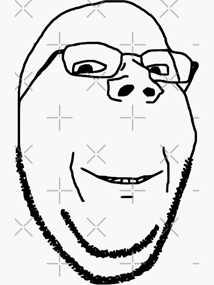 "Smiling Wholesome Wojak / Soyjak" Sticker for Sale by B4zM | Redbubble