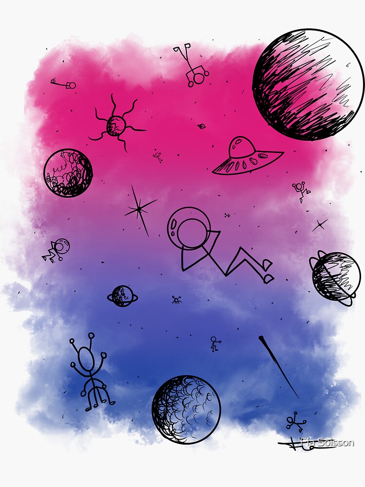"Bisexual Pride Space Doodle" Sticker for Sale by Fifi303 | Redbubble