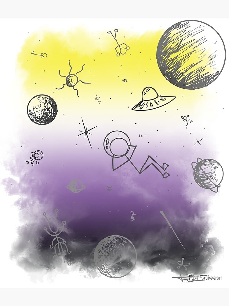 "Non-Binary Pride Space Doodle" Poster by Fifi303 | Redbubble