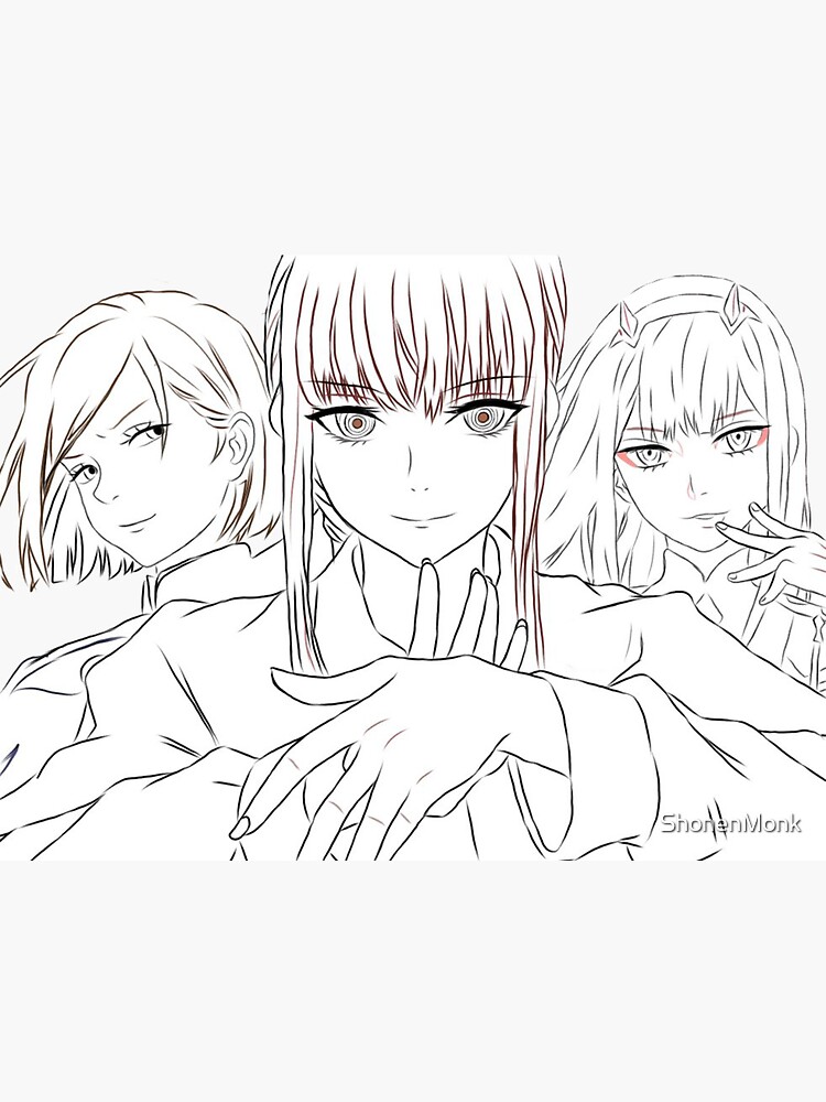 "Girls power Makima Re zero and Nobora" Sticker for Sale by ShonenMonk ...