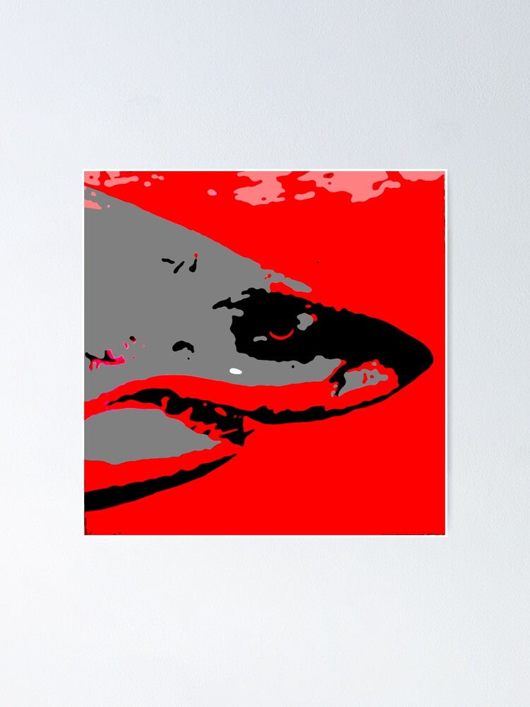 "Great Red shark painting" Poster for Sale by CartoonOrganic | Redbubble