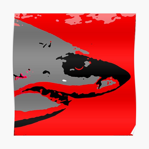 "Great Red shark painting" Poster for Sale by CartoonOrganic | Redbubble