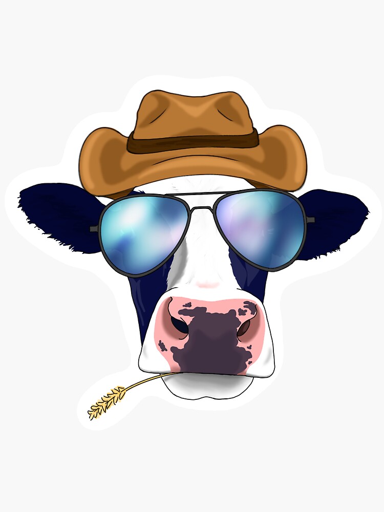 "Cool Cow" Sticker for Sale by NaturallyNight | Redbubble