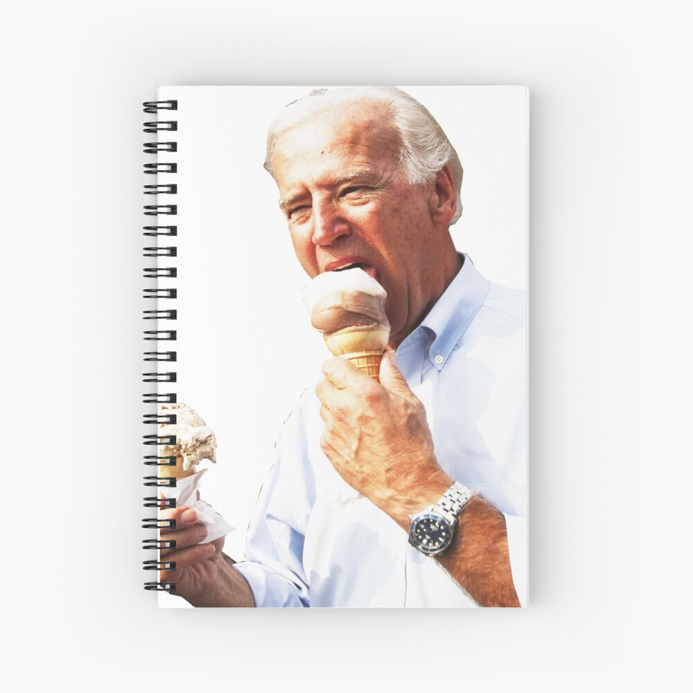 "Joe Biden Eating Ice Cream" Spiral Notebook by jessguida | Redbubble