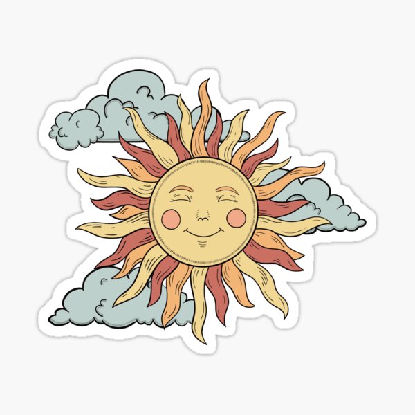 "Smiling Sun with Clouds" Sticker for Sale by mbarney9 | Redbubble