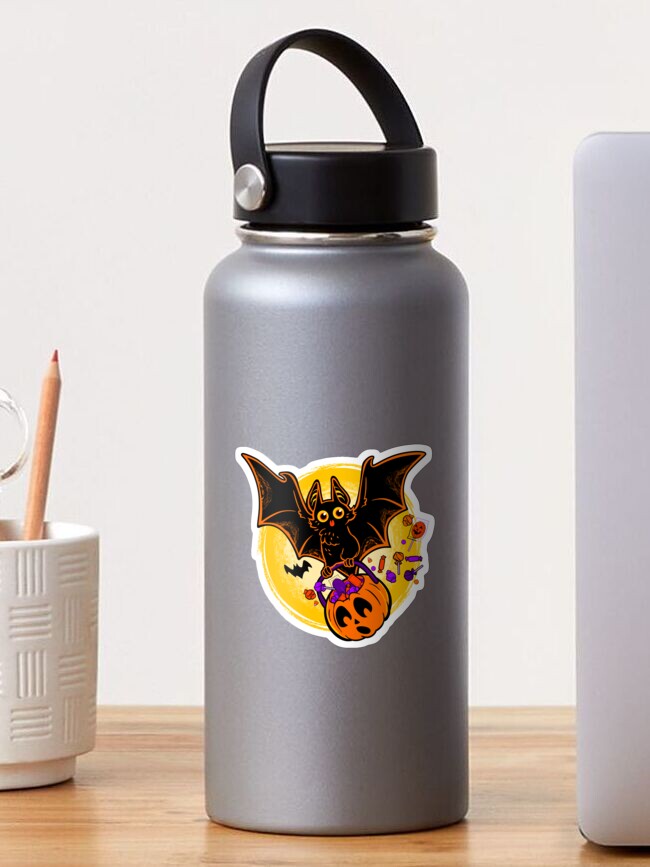 "Cute Halloween Blep Bat with Pumpkin Pail" Sticker for Sale by ...