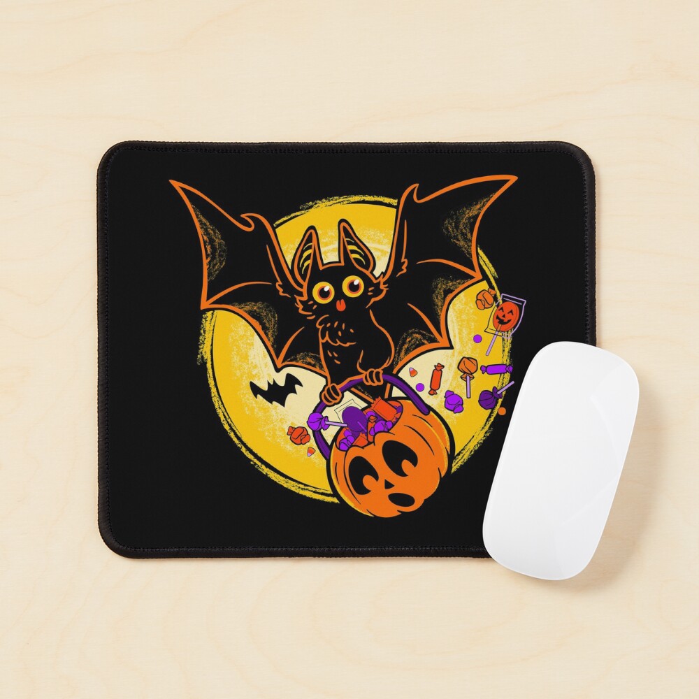 "Cute Halloween Blep Bat with Pumpkin Pail" Sticker for Sale by ...