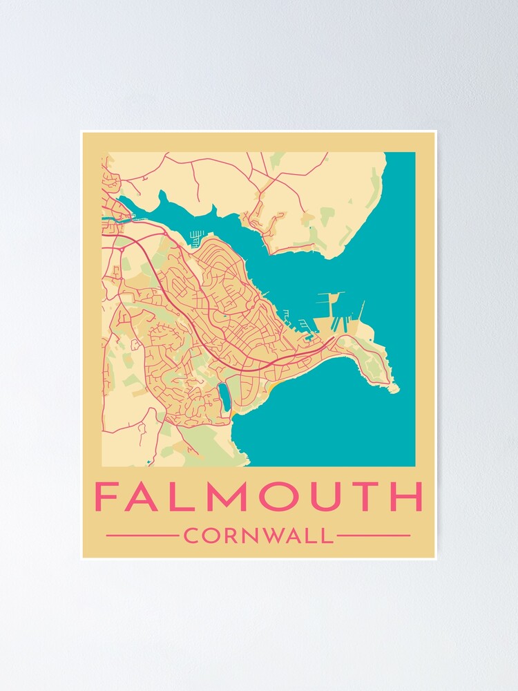 "Falmouth Cornwall Street Map" Poster for Sale by cashewdays | Redbubble
