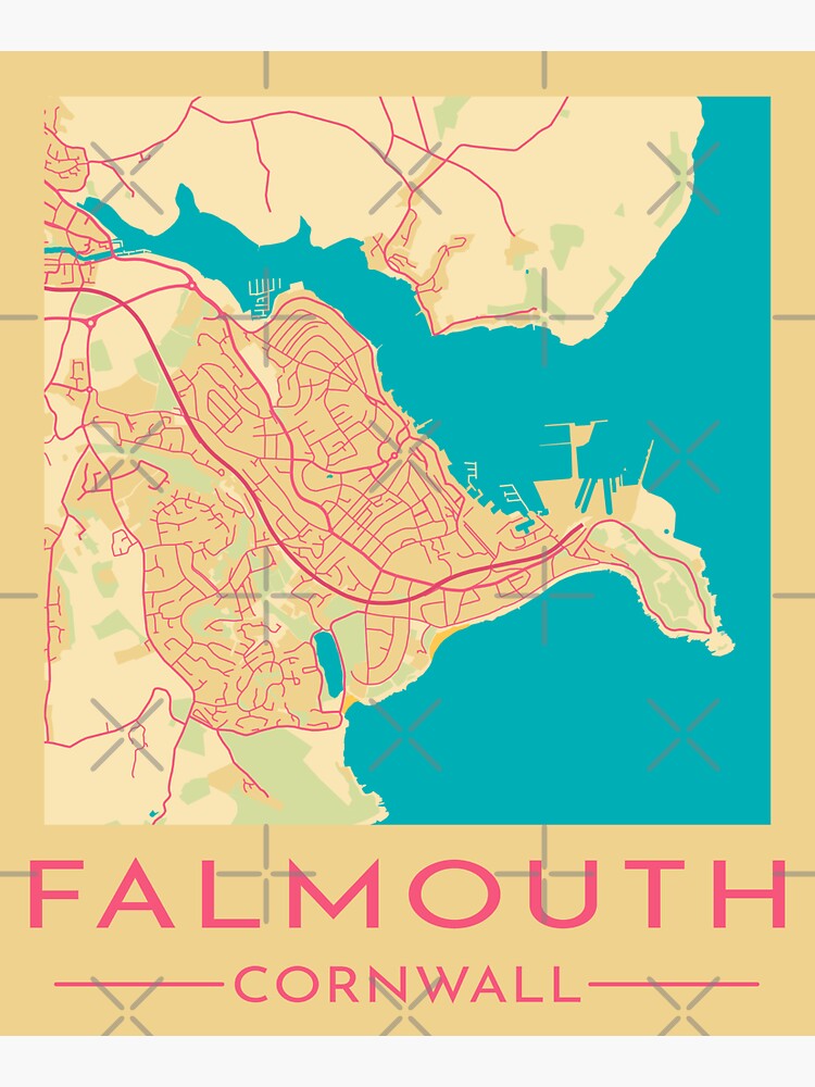 "Falmouth Cornwall Street Map" Sticker for Sale by cashewdays | Redbubble