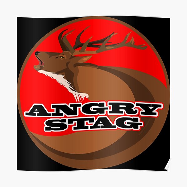 "Angry Stag - Brown Stag - Anti Hunt - Red Circle" Poster for Sale by ...