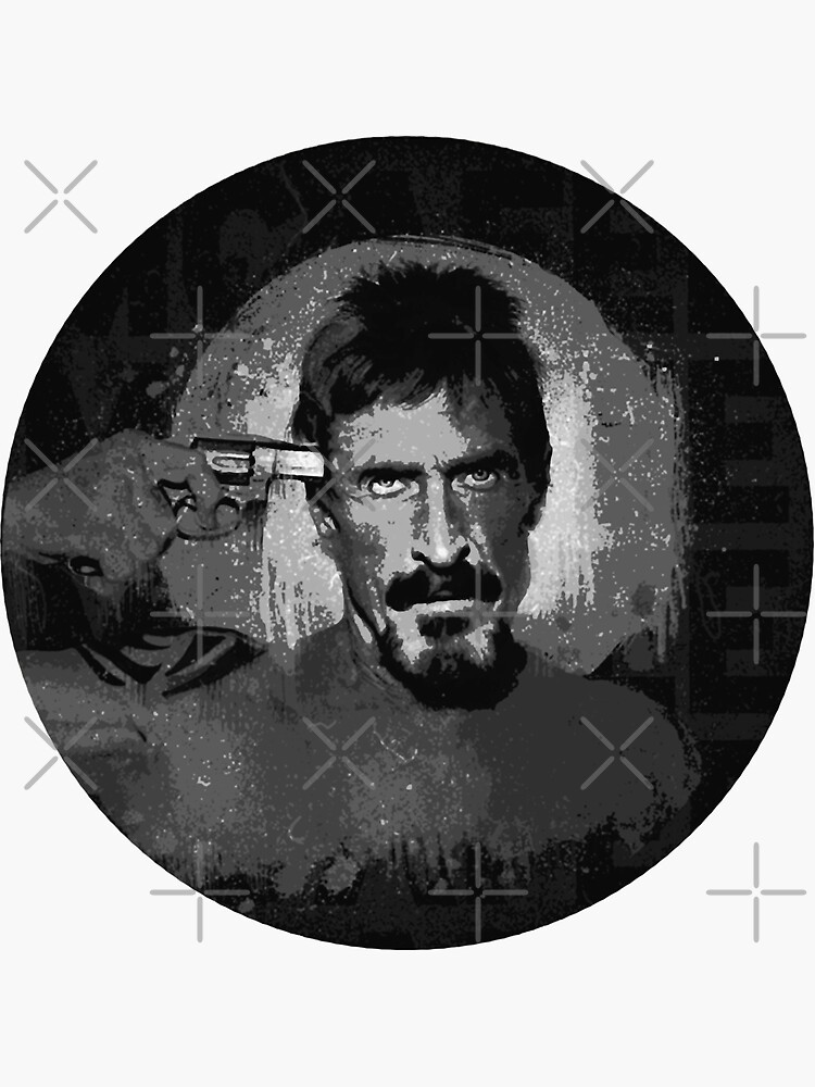 "McAfee black sticker" Sticker for Sale by FieldsRuth | Redbubble