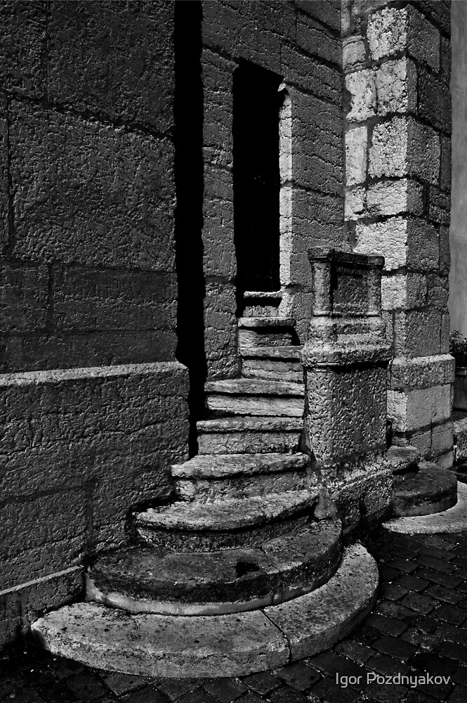"Side Staircase - La Basilique Notre Dame de Fourvière in BW. Lyon ...