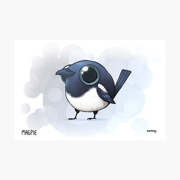 "Cute Fat Magpie" Photographic Print for Sale by Demmy | Redbubble