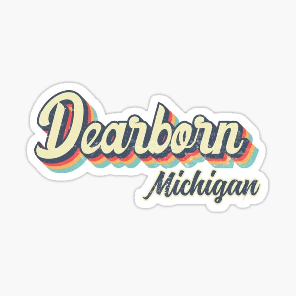 "Dearborn City Michigan Retro Vintage 70s rainbow" Sticker for Sale by ...