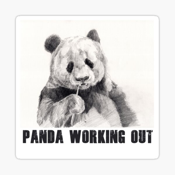 "PANDA WORKING OUT DRAWING" Sticker for Sale by Tokana | Redbubble