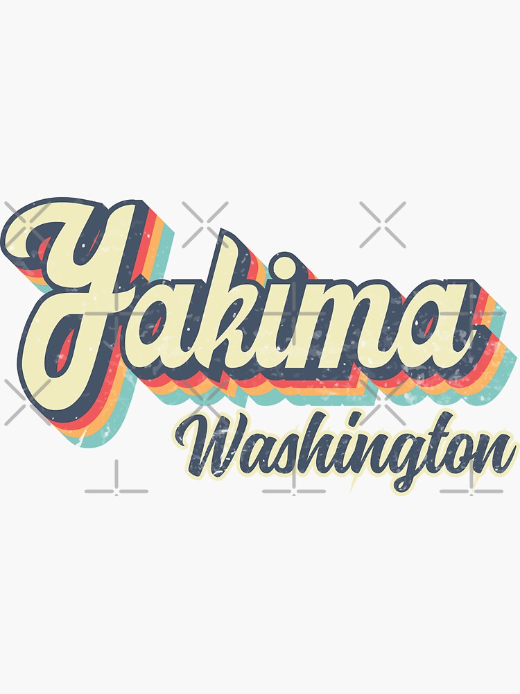 "Yakima city Washington Retro Vintage 70s rainbow" Sticker by Teelogic ...