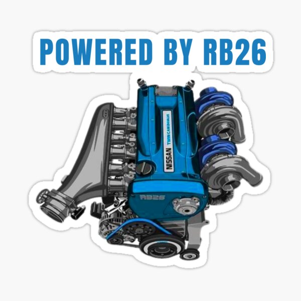 "Powered by RB26 " Sticker for Sale by MOTOSHIFT | Redbubble