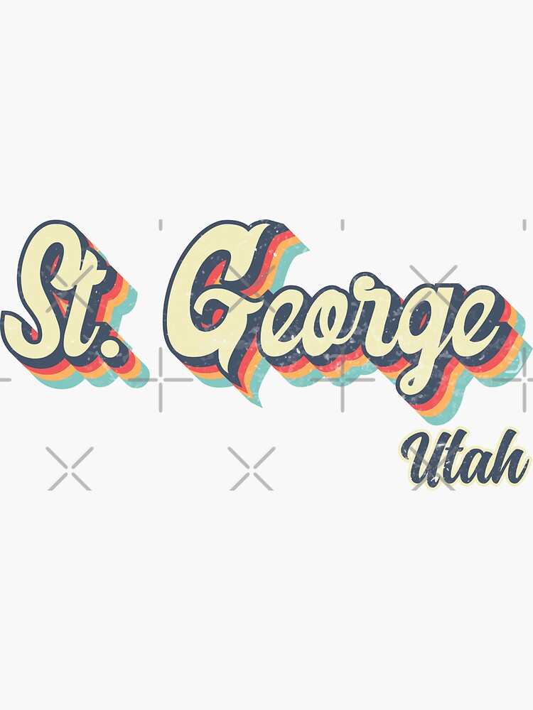 "St. George city Utah Retro Vintage 70s rainbow" Sticker for Sale by ...