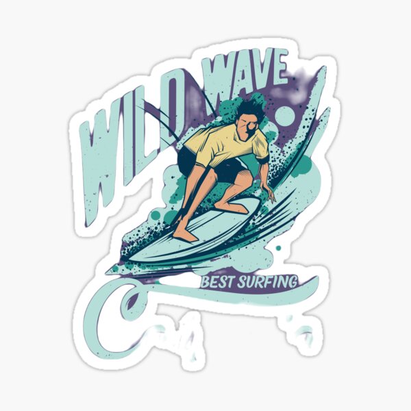 "Wild Wave best Surfing" Sticker for Sale by Marakstore | Redbubble