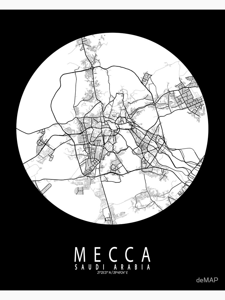 "Mecca City Map of Saudi Arabia - Full Moon" Poster for Sale by deMAP ...