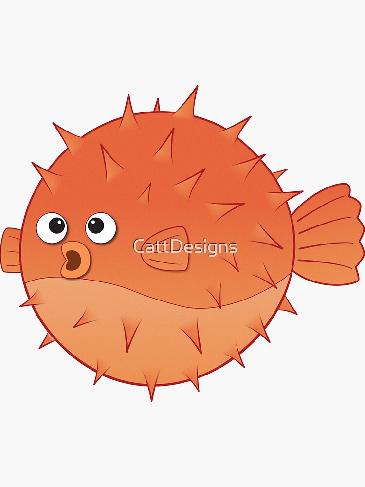 "Carrot the Blowfish, Cute Puffer Fish" Sticker by CattDesigns | Redbubble