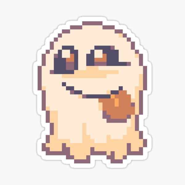 "Cute blushing pixel art ghost" Sticker by HugimugiArt | Redbubble