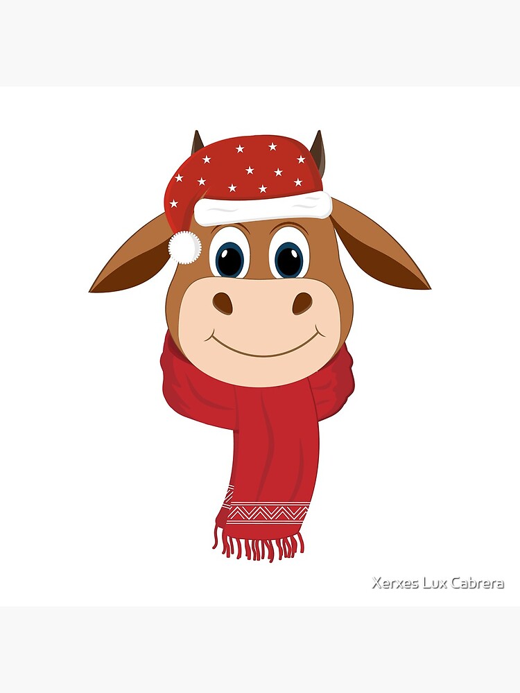 Lámina metálica «Un toro con un sombrero de Papá Noel Pegatina Diseño ...