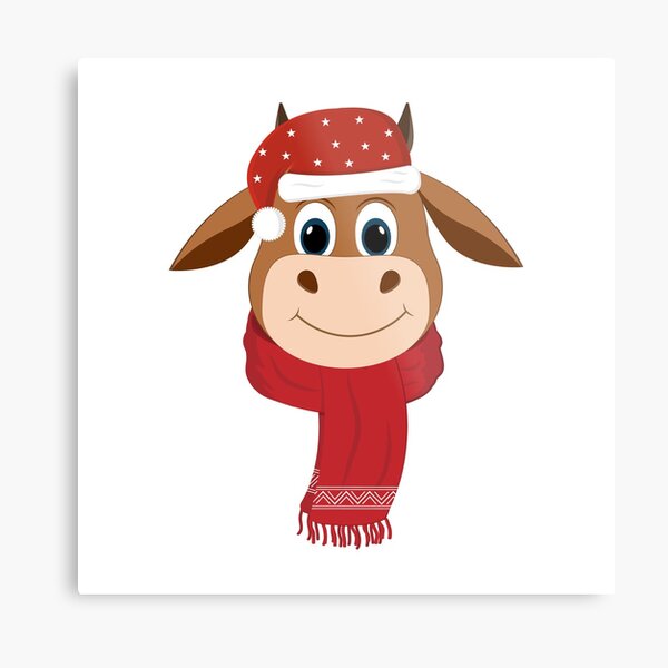 Lámina metálica «Un toro con un sombrero de Papá Noel Pegatina Diseño ...