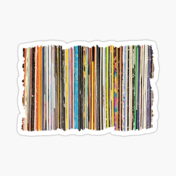 "Vintage Used Vinyl Rock Album Cover Record Collection" Sticker for ...