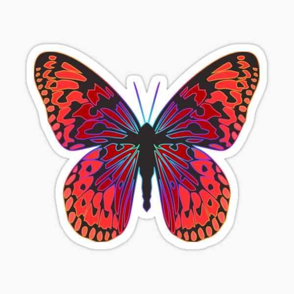 "Fluorescent Red Butterfly" Sticker for Sale by 100Stikers | Redbubble