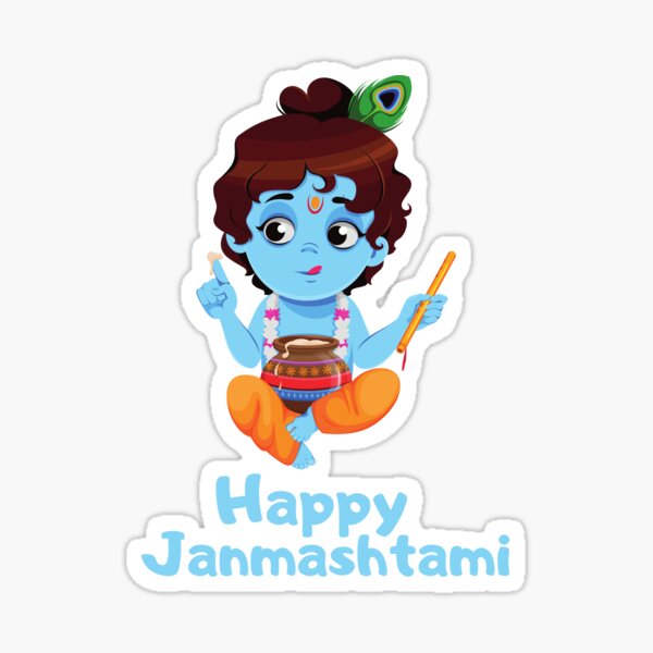 "Happy Janmashtami" Sticker for Sale by isurudinushaper | Redbubble