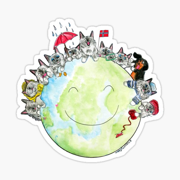 "Happy Ragdoll Cat Planet" Sticker for Sale by HappyPawtraits | Redbubble