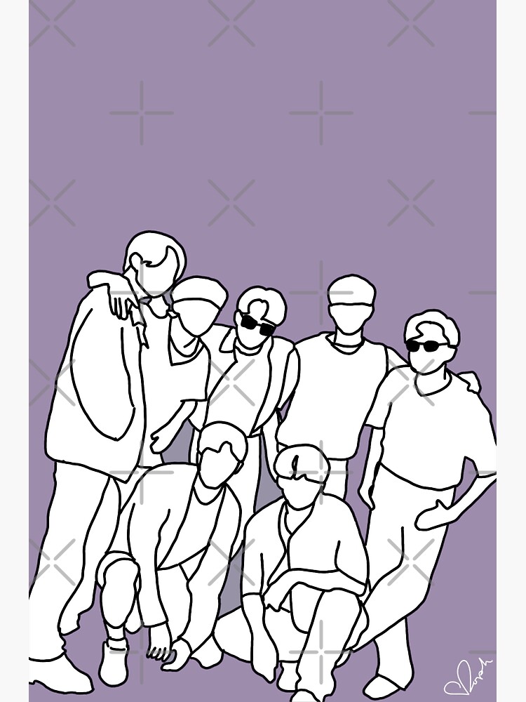 Bts Line Art Poster By Thatssosophie Redbubble