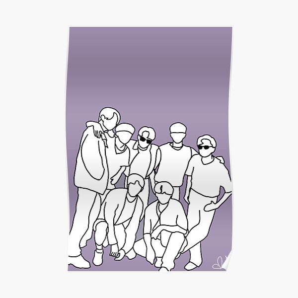 Bts Line Art Poster By Thatssosophie Redbubble