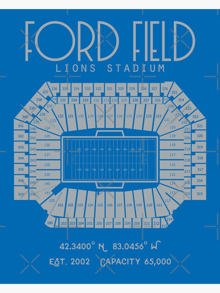 "Detroit Lions Ford Field Stadium Poster Print" Sticker for Sale by ...