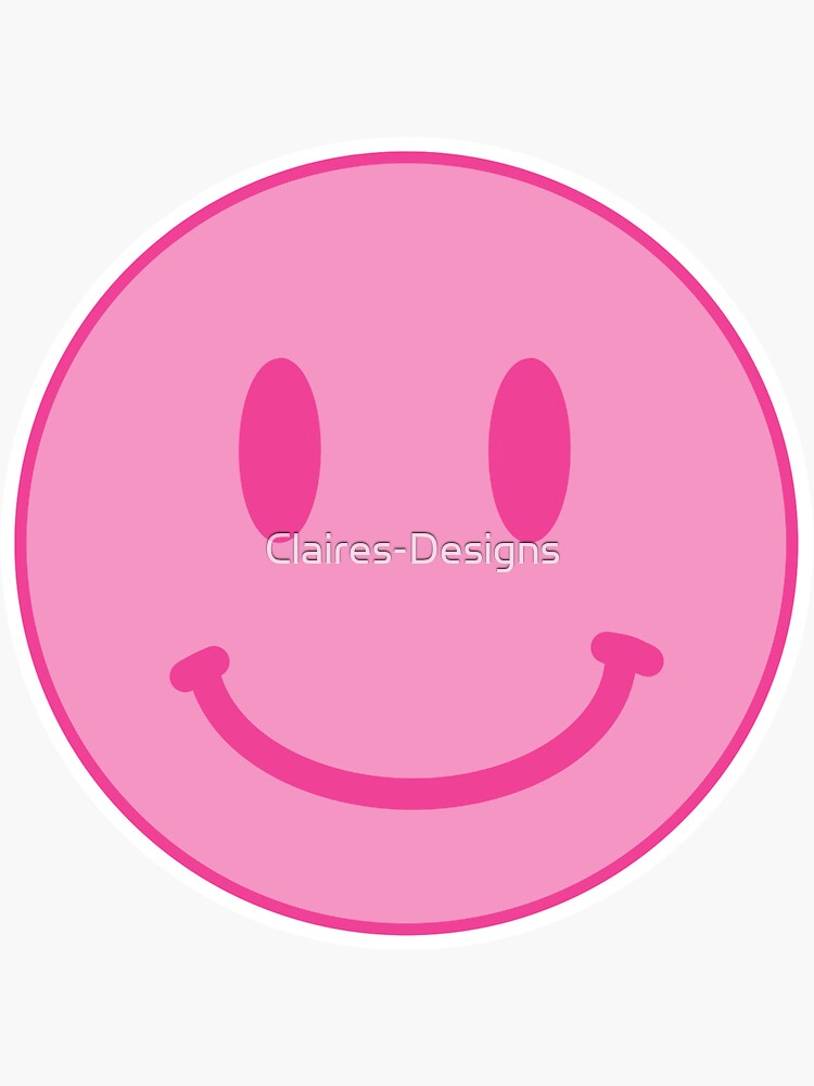 "Pink Smiley Face " Sticker for Sale by Claires-Designs | Redbubble