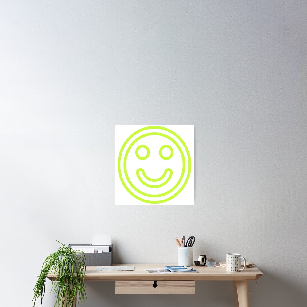"lime green smiley face " Poster by stickercow | Redbubble