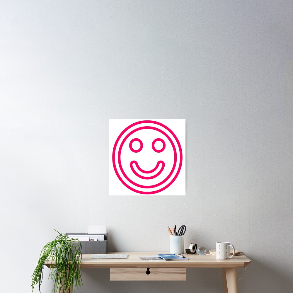 "hot pink smiley face" Poster for Sale by stickercow | Redbubble