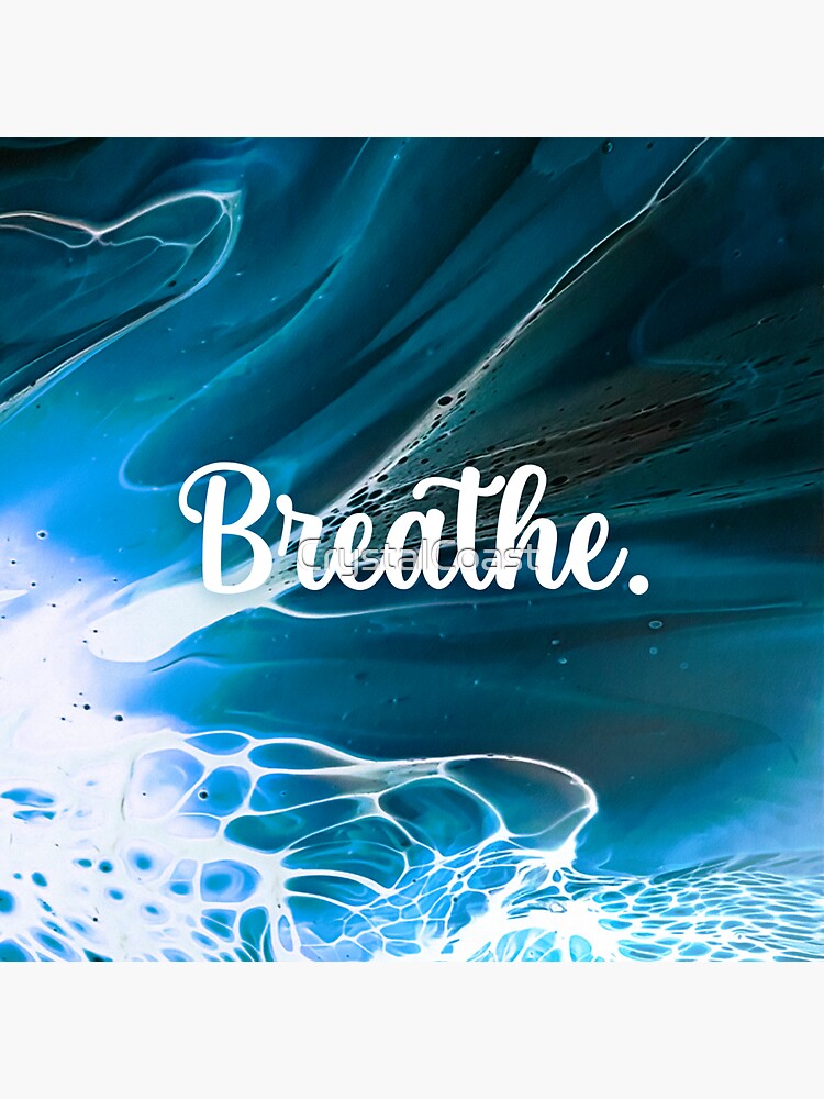 "Beautiful Blue Breathe Positive Affirmation Fluid Art Acrylic Pour ...