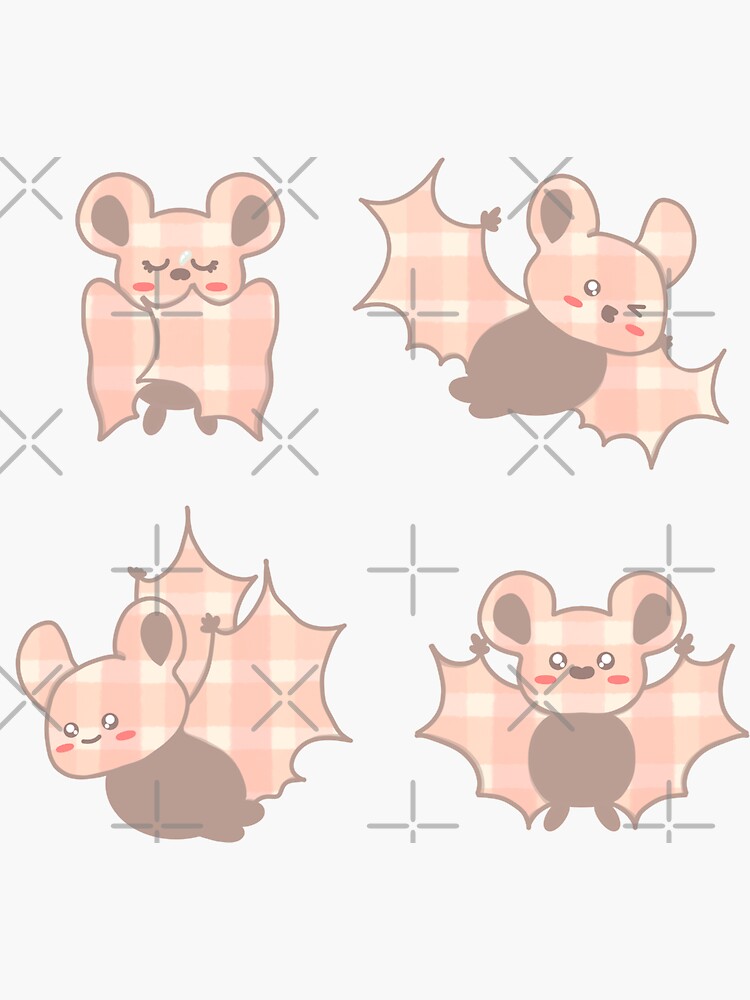 "Cute Pink Bat Set" Sticker for Sale by nurabear | Redbubble