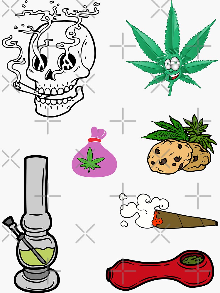 "Hemp Smoking Skull Pack" Sticker for Sale by Vibbin4Life33 | Redbubble