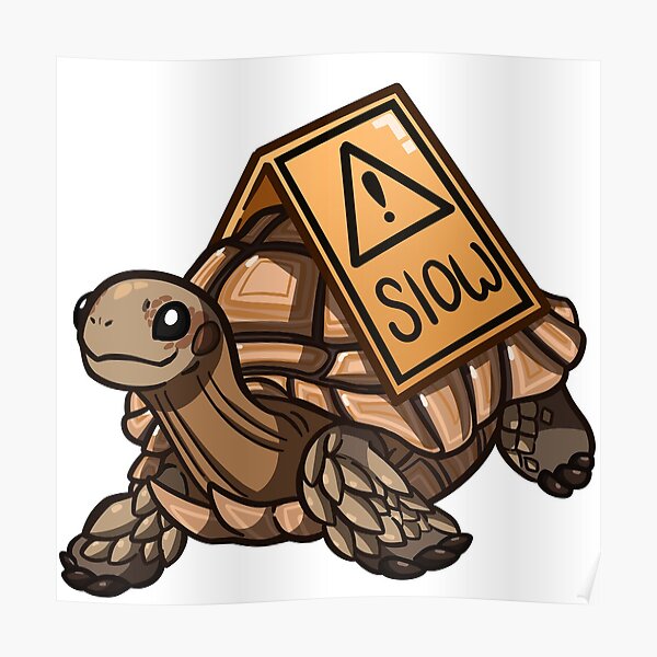 "Sulcata Slow Sign" Poster by Katiefrog217 | Redbubble