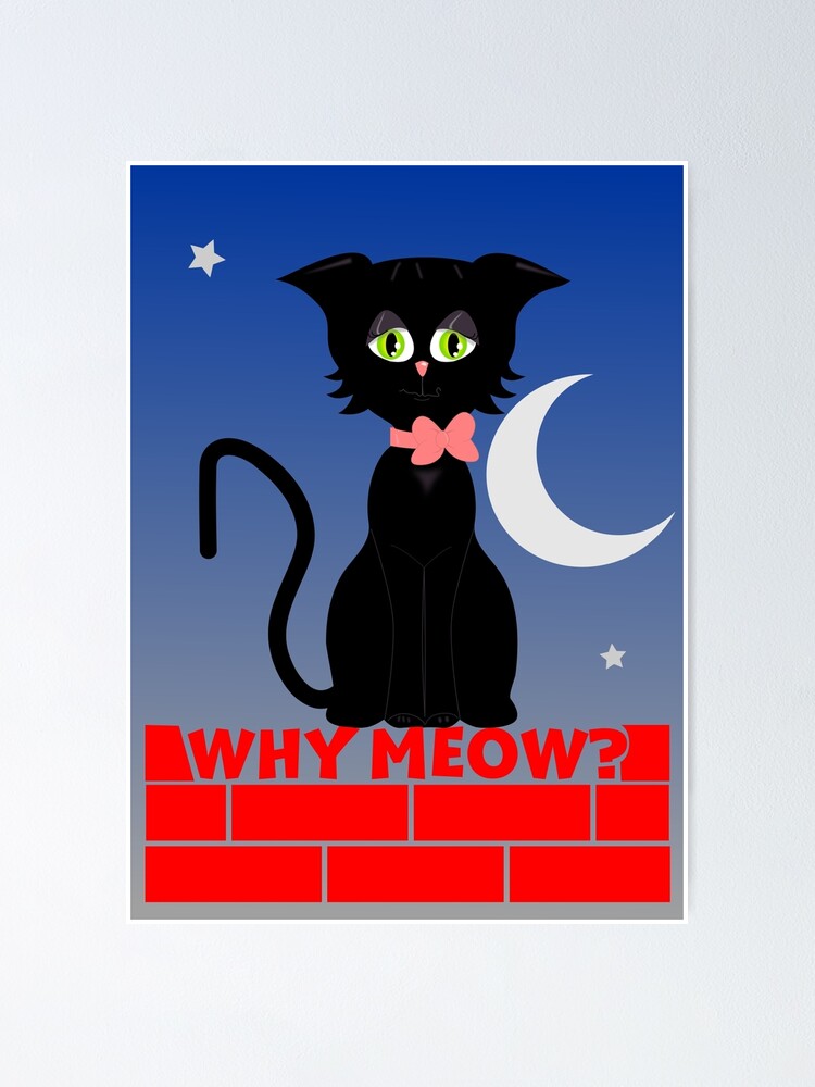 "Black cat Why Meow? Why Me?" Poster by Marcia-Motivos | Redbubble