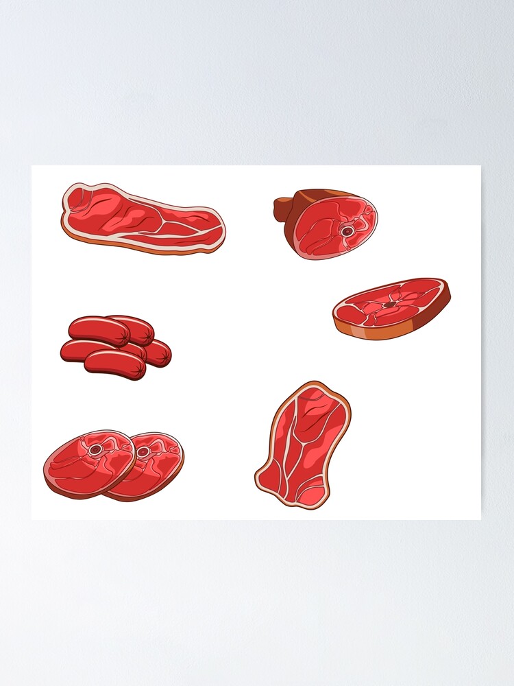 "Pork Meat Sticker Pack" Poster for Sale by ProtonProject | Redbubble