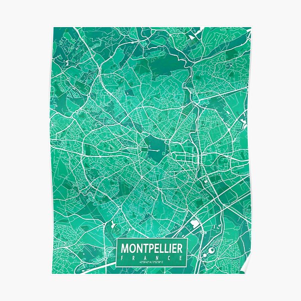 Póster «Mapa de la ciudad de Montpellier de Occitania, Francia ...