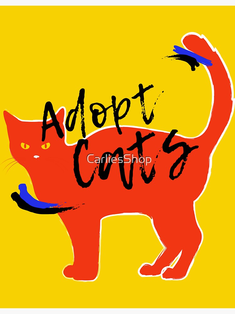 "Adopt Cats" Sticker for Sale by CarliesShop | Redbubble