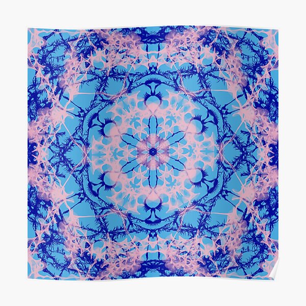 "Crystallized Potential ~ Blue and Pink Abstract Fractal Mandala Art ...
