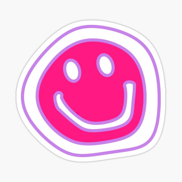 "purple and pink warped smiley face" Sticker for Sale by stickercow ...